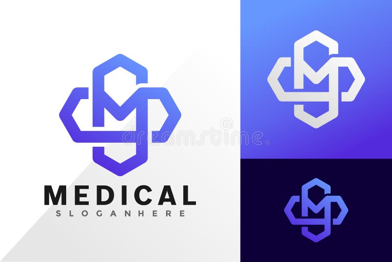 M Letter Medical Logo Vector Design. Abstract Emblem, Designs Concept ...