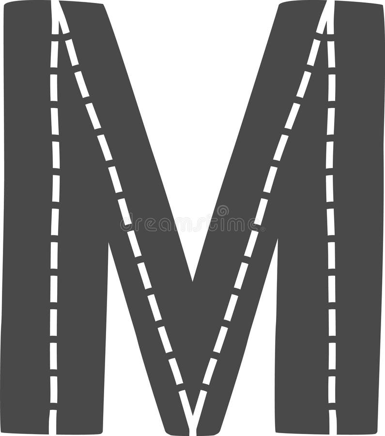 M Letter Road Alphabet Kids Stock Illustration - Illustration of ...