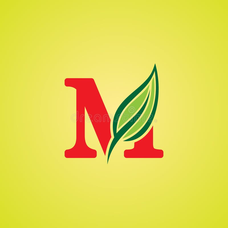 M Logo Inicial Letra M Con Hoja Ilustración del Vector - Ilustración de ...
