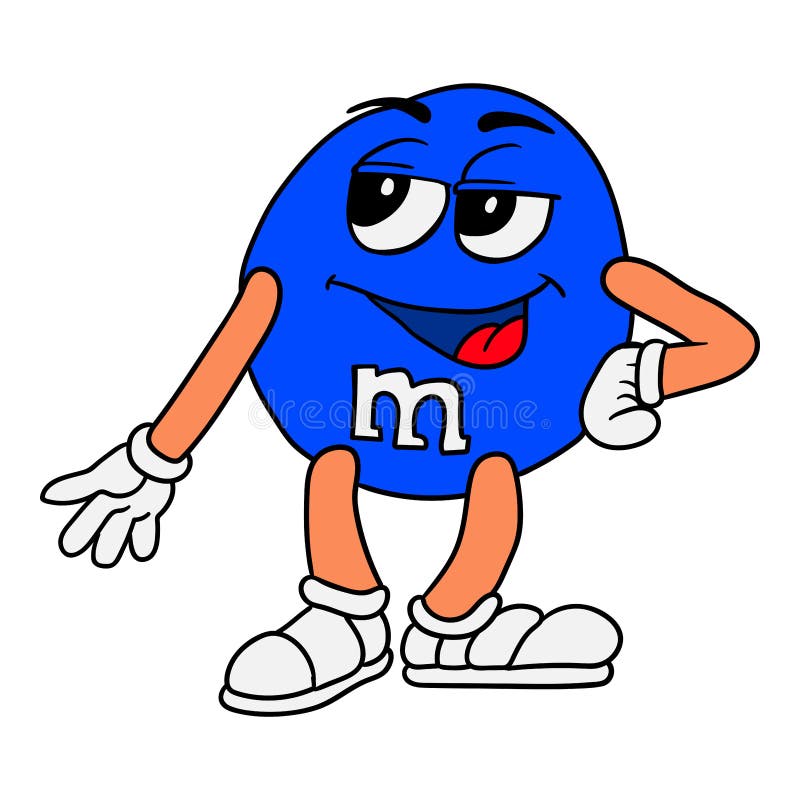 M & m mascot blue editorial image. Illustration of character - 258772825