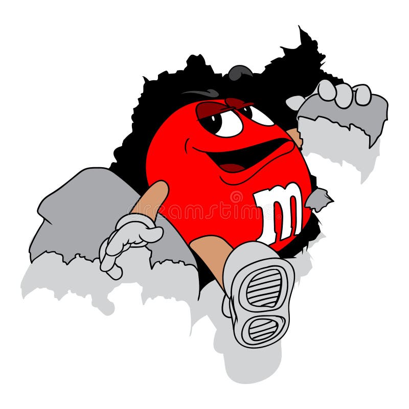 M & m mascot red editorial photo. Illustration of fanart - 258773736