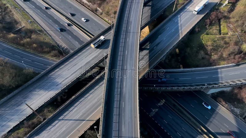 M25 and M1 Motorway Interchange Junctions Aerial View Stock Video ...