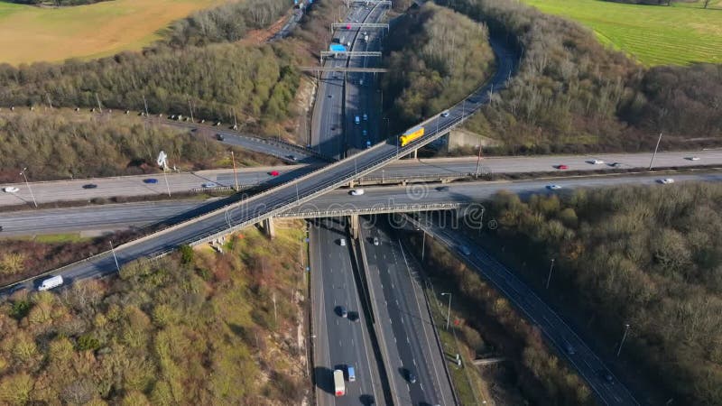 M25 and M1 Motorway Interchange Junctions Aerial View Stock Video ...