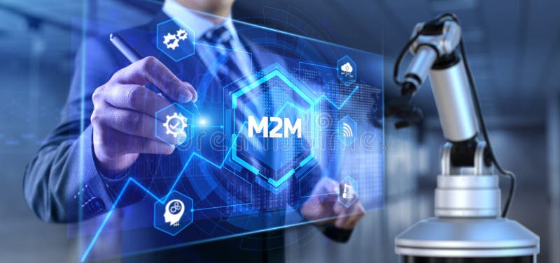 M2M Machine-to-machine. Business Industrial Technology Concept Stock ...