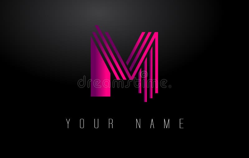 M Magenta Lines Letter Logo. Creative Line Letters Vector Template ...