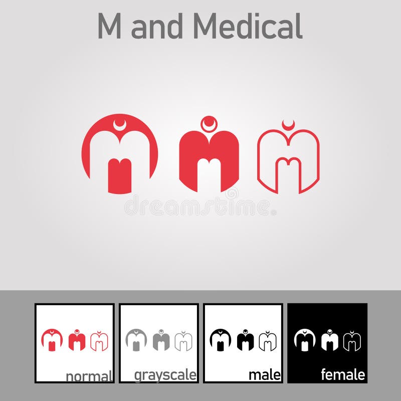 M and Medical Logo. Red Crescent Stock Vector - Illustration of ...