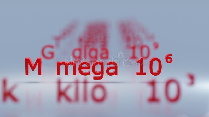 M Mega 10 6 Metric Prefixes Numbers - 3D Render Illustration - White ...