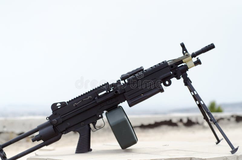M249 Minimi Light Machine Gun Stock Photo - Image of trigger, caliber ...
