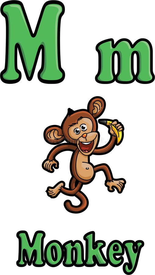 M for Monkey with Text Color Illustration Design Stock Vector ...