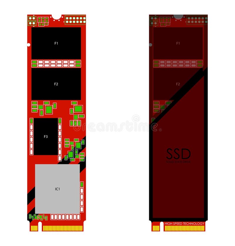 M2 PCI High-speed Ssd Disk in Red-black Colors. Isolated Vector on ...