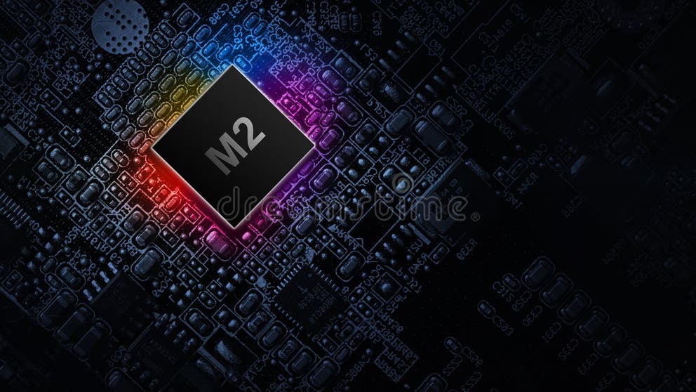 M2 Processor Chip. Network Digital Technology with Computer Cpu Chip on ...