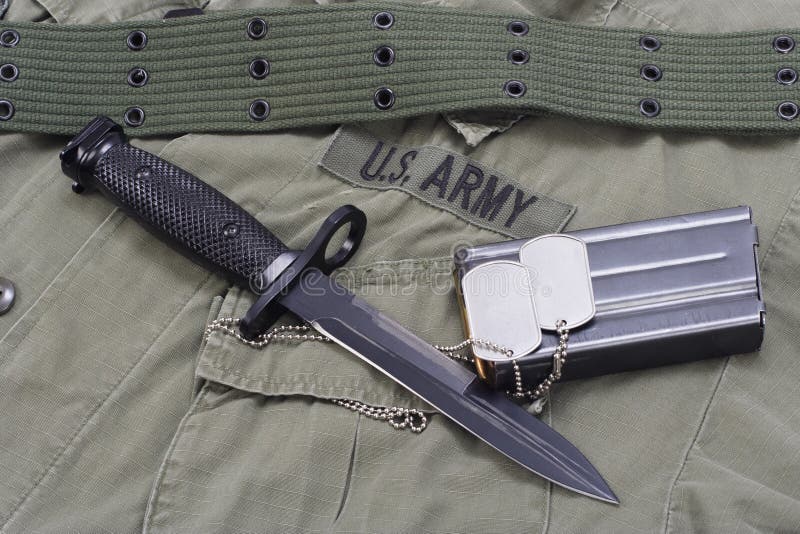 M16 Rifle Bayonet On Uniform Stock Image - Image of chain, military ...