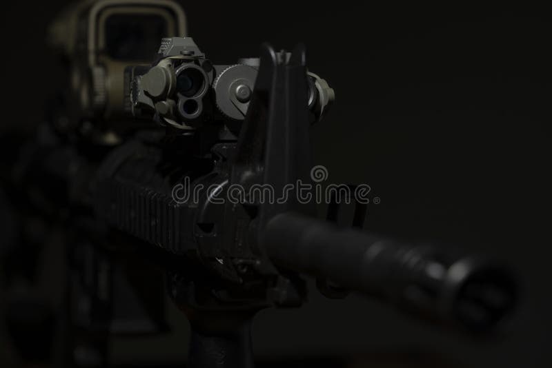 M4 Rifle with Optical Sight and Laser Device on White Background Stock ...