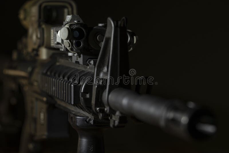 M4 Rifle with Optical Sight and Laser Device on White Background Stock ...