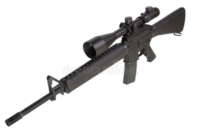 M16 Rifle with Telescopic Sight Stock Image - Image of fire, sniper ...
