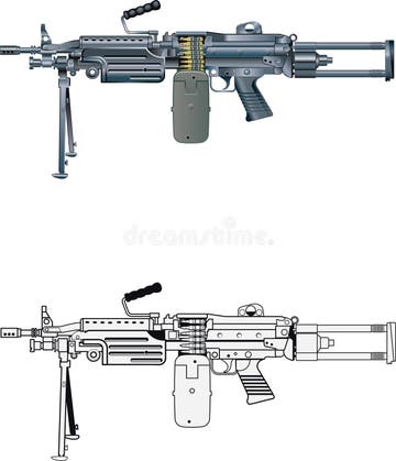 M249 Saw Light Machine Gun Stock Illustrations – 33 M249 Saw Light ...