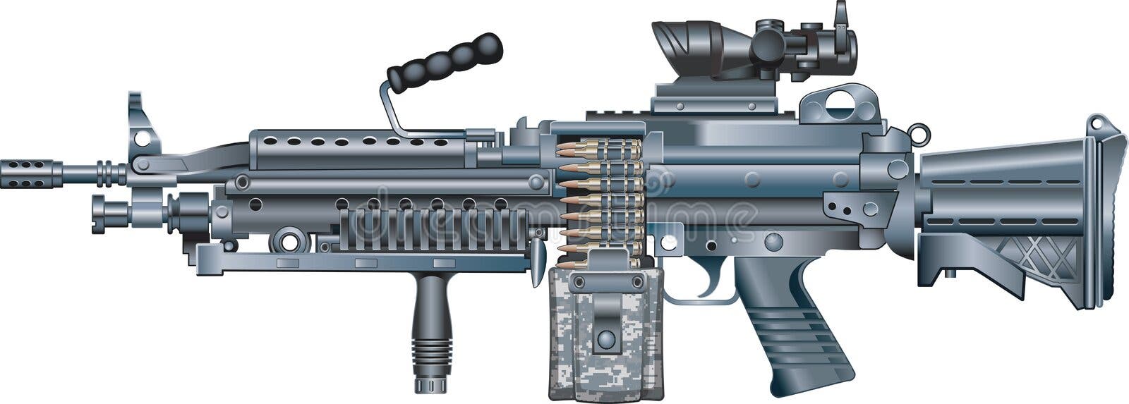 M249 LMG Light Machine Gun, SAW Squad Automatic Weapon USA United ...