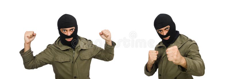 M?scara Que Lleva Criminal Aislada En Blanco Foto de archivo - Imagen ...