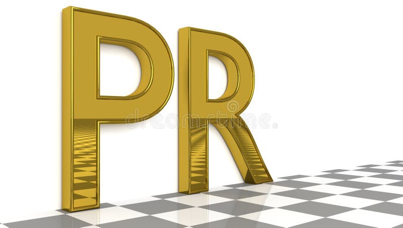 PR Sign in Gold and Glossy Letters Stock Illustration - Illustration of ...