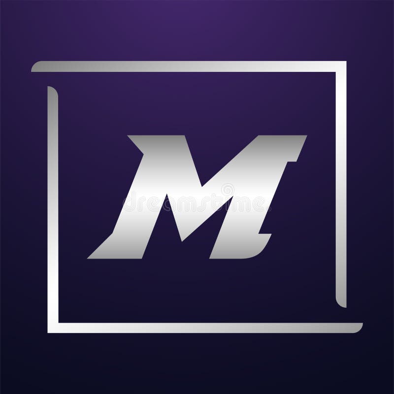 M Silver Letter Logo Design with Simple Style Stock Vector ...