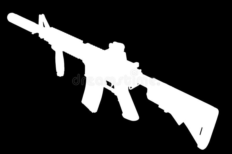 M4 with Suppressor - Special Forces Rifle Silhouette Stock Illustration ...