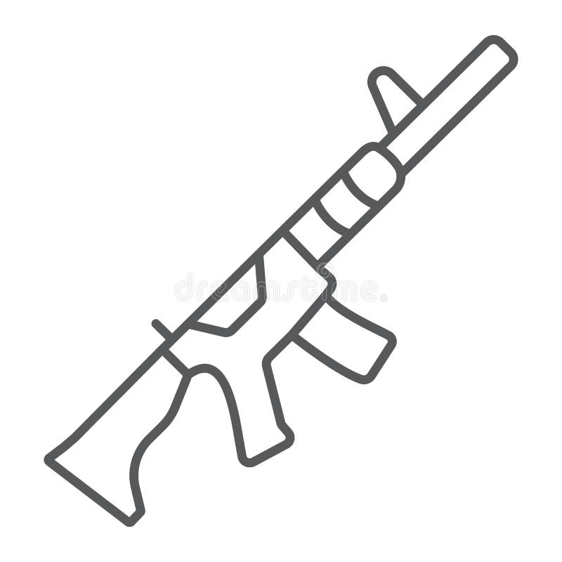 M4A1 Thin Line Icon, Rifle and Military, Automatic Machine Sign, Vector ...