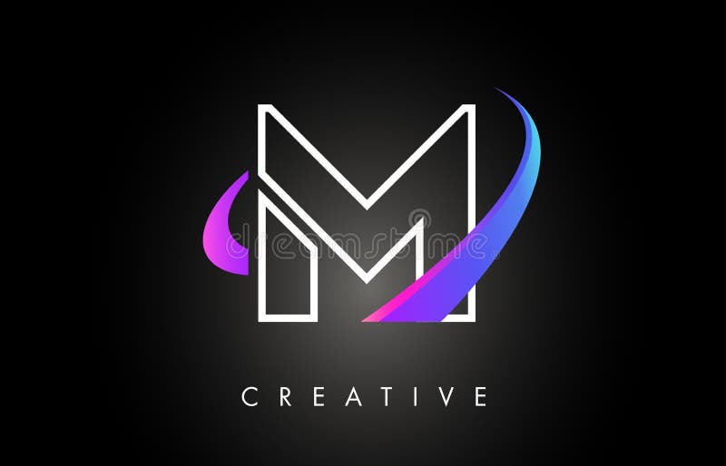 M Trendy Modern Letter Logo Design Monogram and Creative Swoosh on ...