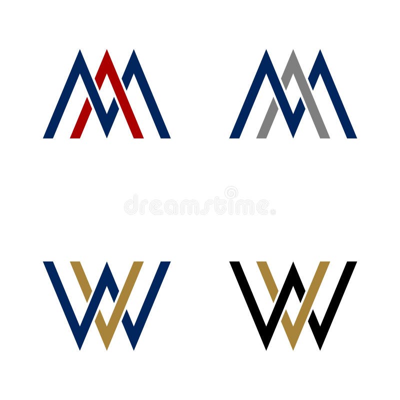 A M, M a, W V, V W Letter Logo Template Illustration Design. Vector EPS ...