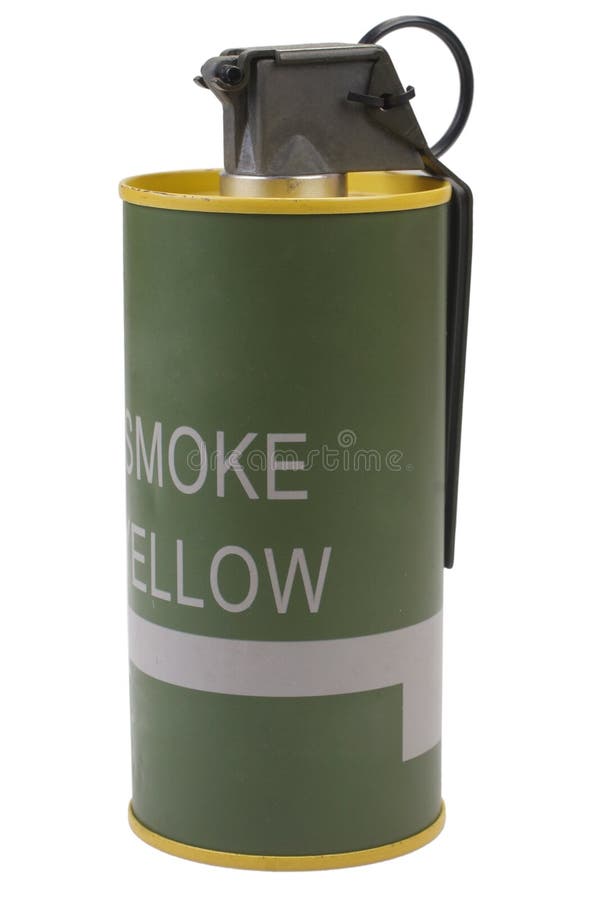 M18 Yellow Smoke Grenade stock photo. Image of isolated - 58028216