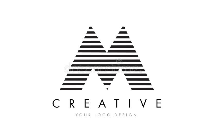 M Zebra Letter Logo Design with Black and White Stripes Stock Vector ...