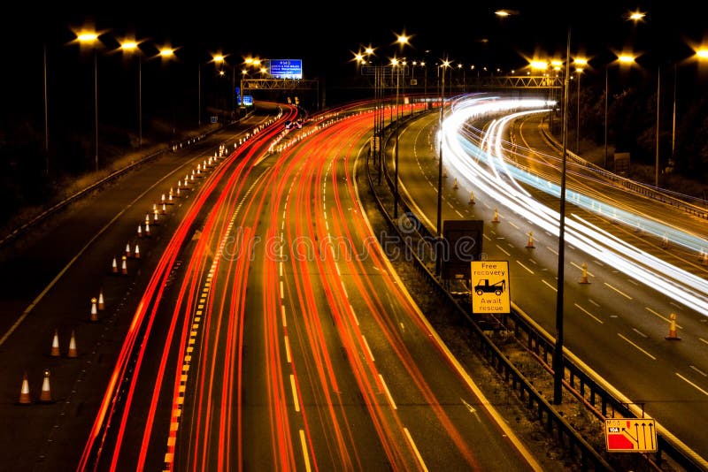 M6 Motorway At Night Royalty Free Stock Image - Image: 15154706