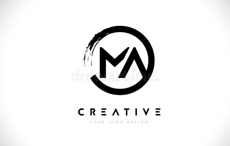 MA Letter Logo with Circle Brush Design and White Background Stock ...