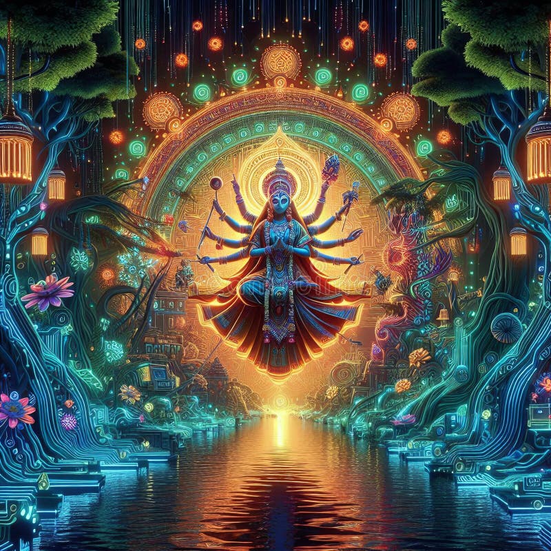 Ma Durga Hindu Godess Puja.Generative_ai Stock Illustration ...