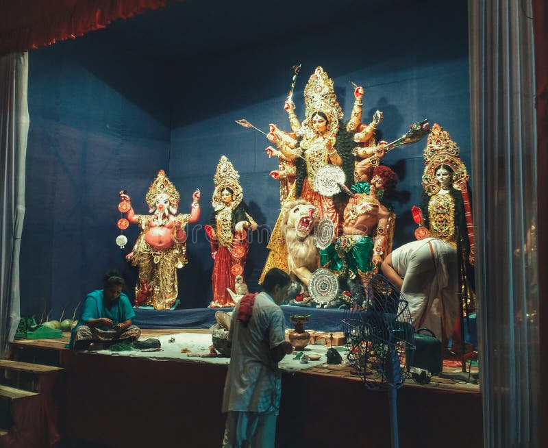 Ma Durga at a mandap editorial photography. Image of india - 78858497