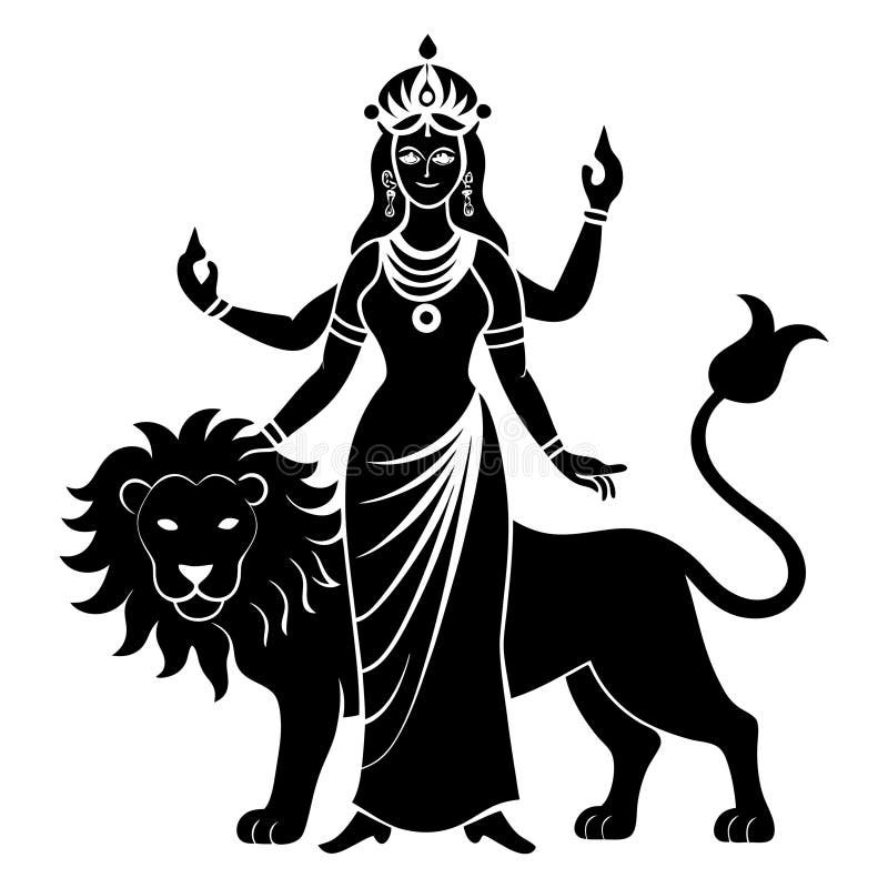 Ma Durga Silhouette Vector 2 Stock Vector - Illustration of editable ...