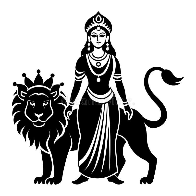 Ma Durga Silhouette Vector 10 Stock Vector - Illustration of ...
