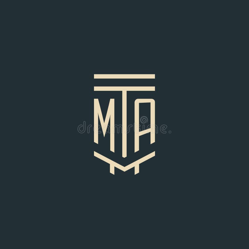 MA Initial Monogram with Simple Line Art Pillar Logo Designs Stock ...