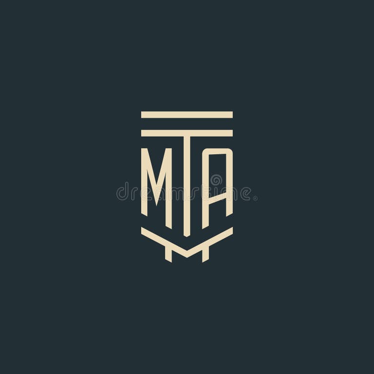MA Initial Monogram with Simple Line Art Pillar Logo Designs Stock ...