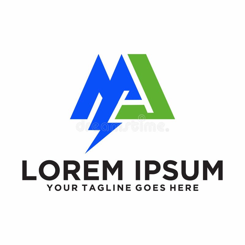 MA Letter Lightning Energy Logo Stock Illustration - Illustration of ...