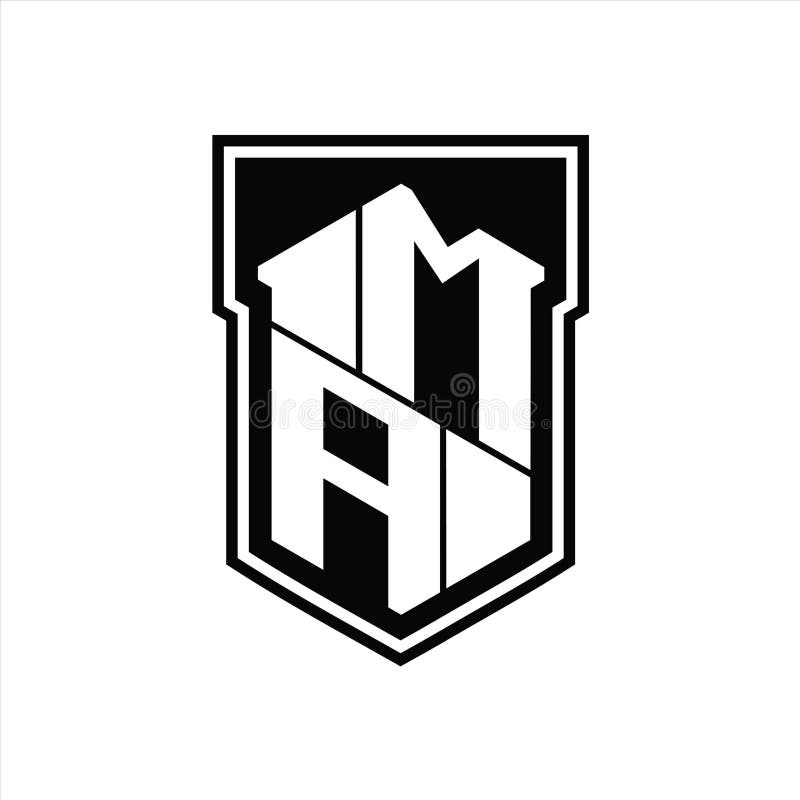 MA Logo Monogram Hexagon Geometric Up and Down Inside Shield Isolated ...
