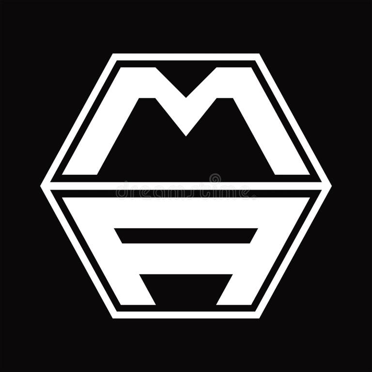 MA Logo Monogram with Hexagon Shape Up and Down Design Template Stock ...