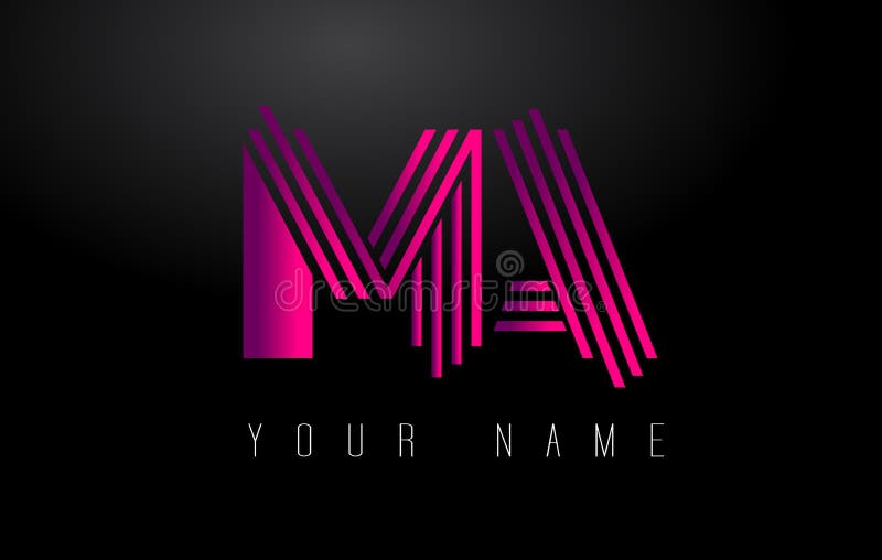 MA Magenta Lines Letter Logo. Creative Line Letters Vector Template ...