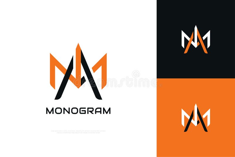 MA or am Monogram Logo. Initial M and a Logo in Black and Orange Line ...