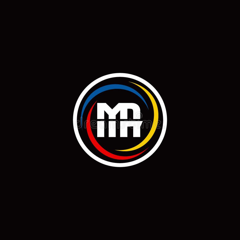 MA Monogram Logo Isolated on Circle Shape with 3 Slash Colors Rounded ...