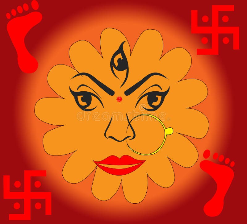 Maa Durga Face Shape and White Background Stock Illustration ...