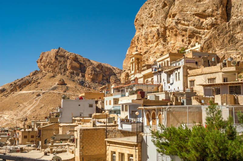 Altes Dorf in Maalula, Syrien. Stockbild - Bild von architektonisch ...