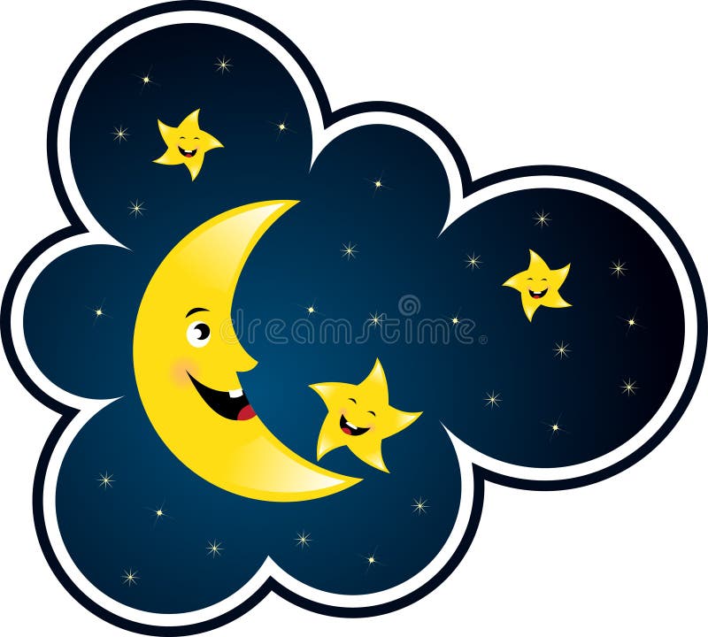 Maan en ster vector illustratie. Illustration of pret - 11848629