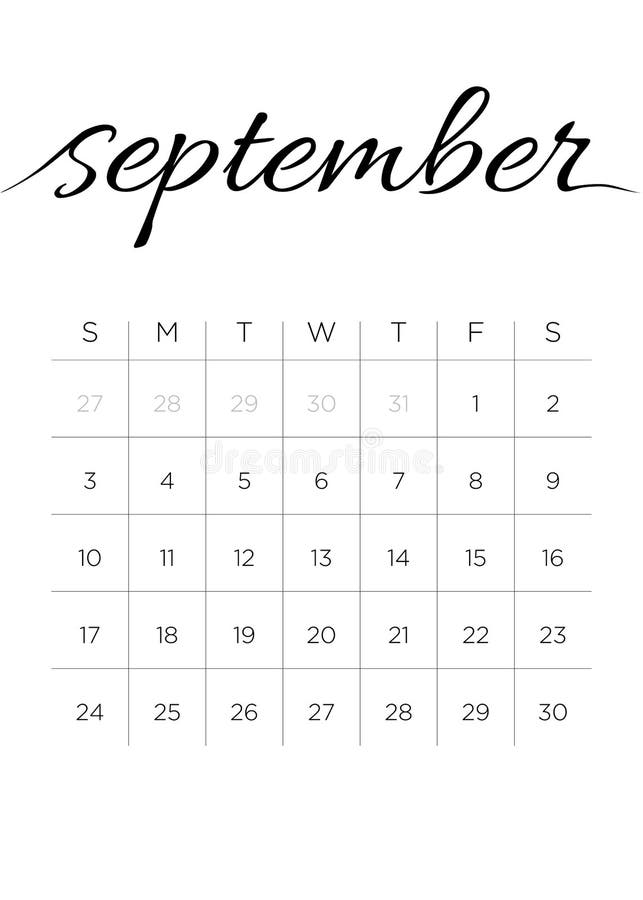 Maandelijkse Kalender September 2017 Vector Illustratie - Illustration ...