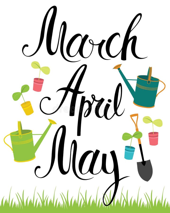 Maart, April, Mei vector illustratie. Illustration of brief - 33783638