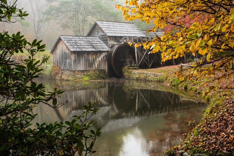 Mabry Mill on Blue Ridge Parkway Stock Photo - Image of grist ...